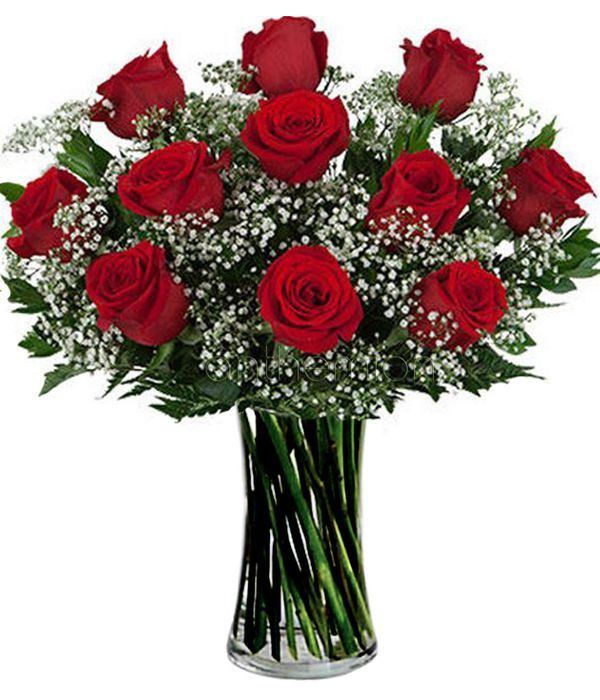 Bouquet of 11 deep red roses | Anthemionflowers